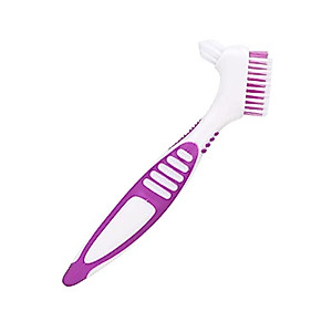Cryfokt Denture Cleaning Brush, Purple Denture Toothbrush, Ergonomic Portable Indoor for Home Travel Outdoor