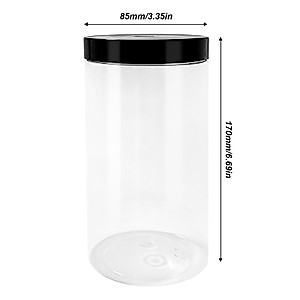 UEJYWUY 16 Pack 32 Oz Plastic Jars With Screw Lids, Wide Mouth Empty Clear Plastic Storage Container, Food Grade Large Round Jar for Household and Kitchen Organizing