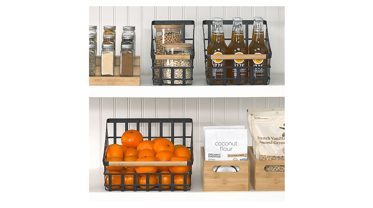 mDesign Slanted Metal Kitchen Storage Basket - Stylish & Versatile