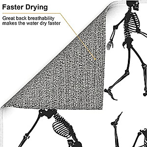 Human Skeletons Black Printed Drying Mat For Kitchen Ultra Absorbent Microfiber Dishes Drainer Mats Non-Slip Silicone Quick Dry Pad - 18 X 16inch