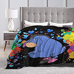 Aheykuil Funny Eeyore Blanket Classic Fashion Coral Fleece Micro 90inchesX80inches Small Large Clearance Throw Blanket, Black