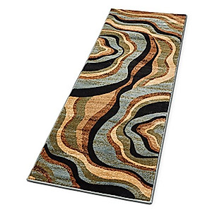 Well Woven Barclay Nirvana Waves Multi / Blue Modern Area Rug 2'3" X 7'3" Runner