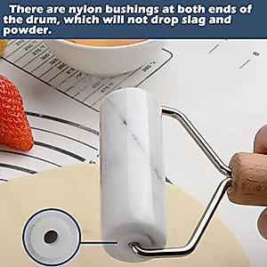 Tianman Small Marble Rolling Pin Pizza Roller, Marble Dough Roller Non-Stick T-Type, For Cake Baking Tortilla Fudge Pizza Cookies and Other Kitchen Baking Cooking (Type 2 White).