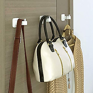 Fysupotsu Adhesive Shower Hooks for Towels, Self Adhesive Shower Hanger Hooks, Modern Shower Towel Hook for Wall Bathroom Hanging Coat, Hat, Towel Robe Hook Rack Wall Mount 4-Packs (White)