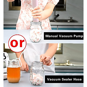 SOCTKE Mason Jar Vacuum Sealer Set,6PCS Stainless Steel Lid SplitType with Vacuum Valve,with Leak proof & Airtight Seal Features,Use for Food StorageFreshFermentation(with Hose and Manual Vacuum