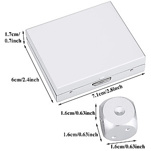 6 Sided Metal Dice Set, DND Dice Set with Storage Box Table Game Poker Games Dice Accessory (Silver Square Box)