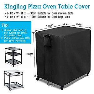 Kingling Outdoor Pizza Oven Table Cover for Ooni Medium Table, Waterproof Outdoor Grill Prep Table Cover Pizza Oven Stand Cover - 32''L x 24''W x 35''H