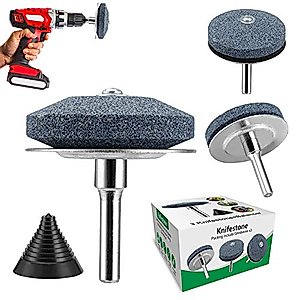 【New】LawnMower Blade Sharpener with Steel Backing 3Pack,Universal Multi-Sharp Rotary Lawn Mower Blade Sharpener and Free Balancer for Any Power Hand Drill,high temperature resistance and hardness