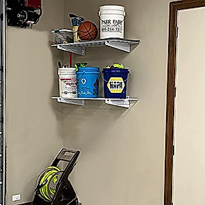 Wallmaster 2-Pack 2x4ft Heavy Duty Garage Wall Shelving 45-inch-by-15-inch Wall Mount Garage Storage Rack Floating Shelves Max Load 400lb White