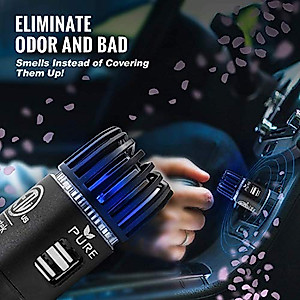 Car Air Purifier ARB Certified Premium Matte Black Air Ionizer & Car Charger Accessory w/ Dual USB Ports - Eliminate Allergens Bad Odor Pet Smell Smoke Pollen Mold Bacteria Viruses PM2.5 & VOCs Deodorizer