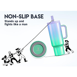 Meoky 40 oz Tumbler with Handle and Flip Straw, 100% Leakproof Tumbler with Lid and Straw, Stainless Steel Insulated Cup, Cupholder Friendly, Keeps Cold for 34 Hours (Fairyland)