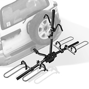 Goplus Hitch Mount Bike Rack, Folding 2-Bike Platform Style Carrier for MTB, Ebike, Road & Standard Bike, Fit 1 1/4” and 2” Hitch Receiver, 132lbs Capacity, Tray Style Bicycle Rack for Cars Trucks SUV