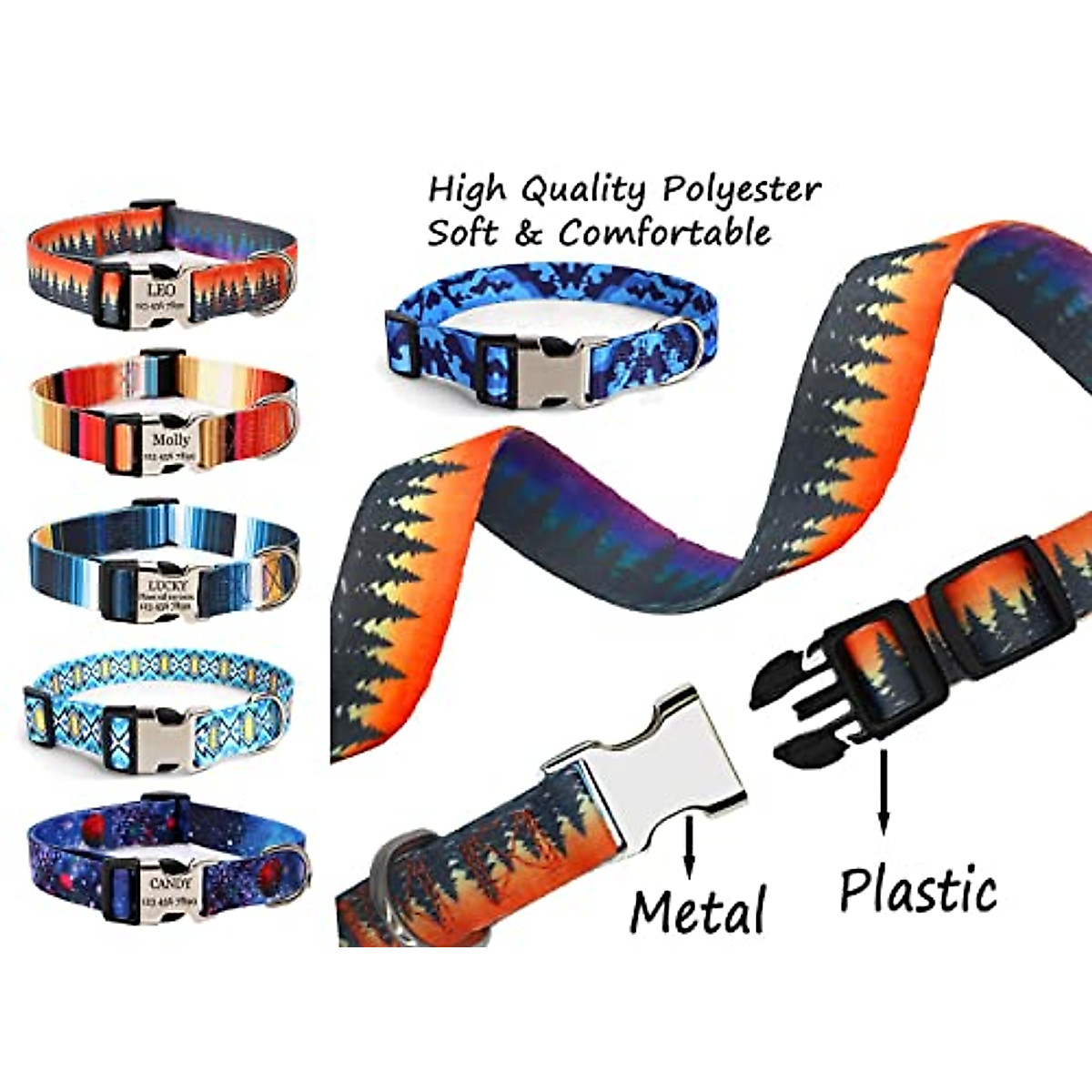 YLrank Personalized Dog Collars - Floral Custom Dog Collar with Engraved ID Name and Phone Number - Customized Dog Collars for Puppy Small Medium Large X-Large Boy Girl Dogs (Pack of 1)