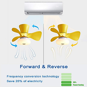 SEYFI Kids Bedroom Ceiling Fan with Light Reversible with Remote Control 6 Speeds Led Dimmable Fan Ceiling Light 64W with Timer Modern T Ceiling Fan Light