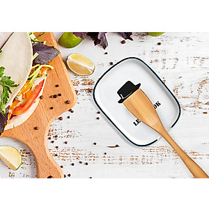 Kwtzkuo® Funny Let's Cook Spoon Rest, White Ceramic Spoon Rest for Stove Top, Unique Gift for Cooking Lovers, Housewarming Gift Home Party BBQ Accessories