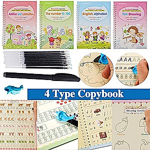 VLOJELRY 14Pcs Practice Copybook Reusable Calligraphy Book for Kids, Handwriting Copybook Set with Pen for Preschool Beginners Enlightenment