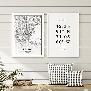 Dear Mapper Boston United States View Abstract Road Modern Map Art Minimalist Painting Black and White Canvas Line Art Print Poster Art Print Poster Home Decor (Set of 3 Unframed) (12x16inch)