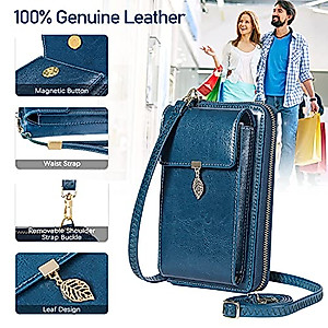 HUANLANG Small Crossbody Phone Bags for Women Leather Cell Phone Purse Wallet With Shoulder Strap RFID Blocking Ladies Shoulder Bag Credit Card Slots Lightweight Crossbody for Phone Bag and Wallet