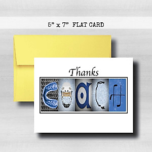 Personalized Hockey Blue Coach Thank You Card, 5"x 7" Flat Card, Greeting Cards