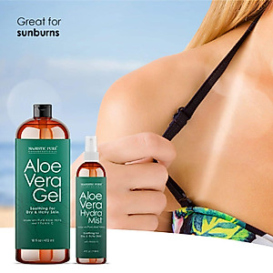 Majestic Pure Aloe Vera Gel and Mist Super Combo - 16 oz Gel and 4 oz Hydra Spray - 100 Percent Pure and Natural Cold Pressed Aloe Vera for Hair Growth, Face, Body and Skin