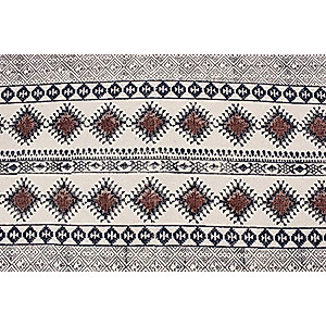 Casavani Indian Handmade Cotton Dhurrie Geometric Brown & Gray Area Rug Boho Kilim Flat Weave Rug Indoor Hall Room Decor Carpet Throw Rugs for Bedroom Living Room Bathroom Balcony 5x8 Feet