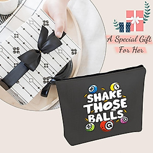 JXGZSO Bingo Gambler Gift Shake Those Balls Makeup Bag Lucky Bingo Pouch Bag Bingo Game Lover Gift (Shake those balls black)