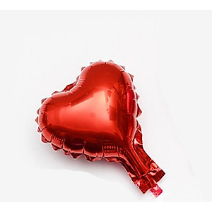 Yalulu Pack of 50 Mini 5 Inch Heart Shaped Balloon Foil Balloon Mylar Balloon Cake Topper Balloon Cake Decorations for Birthday Baby Shower Wedding Party (Red)