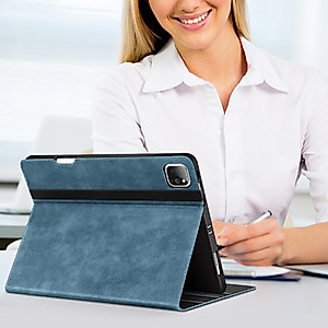 HOLIMET iPad Pro 12.9 Case 6th/5th/4th/3rd Generation Case New 2022 2021 2020 2018 with Pencil Holder Pocket Strap Folio Stand Cover Soft TPU Back Shockproof, Auto Sleep/Wake,Vegan Leather