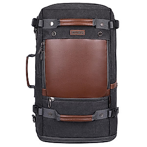 WITZMAN Travel Backpack for Men Women Carry on Luggage Backpack Canvas Rucksack Duffel bag with Shoe Compartment (A2021 Black)