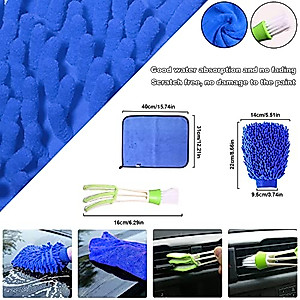 Monrand 19Pcs Detailing Brush Set Car Cleaning Kit Car Wash Kit for Car Interior Cleaning kit，,Car Wheel Brush,Air Outlet Brush, Wire Brush,Drill Brush Set,Polishing Pads Kit(Yellow)