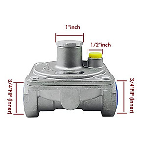 MENSI Natural Gas Pressure Regulator with 3/4" FNPT Thread, 1/2 PSIG Inlet Pressure and 4"-10" WC Outlet For Grill, Stove Range Pipe Lines