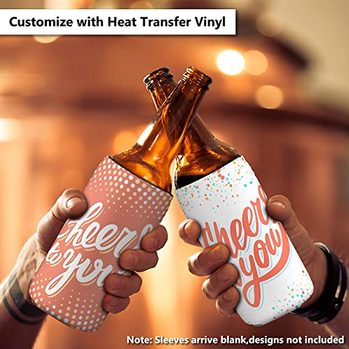 Sublimation Blanks Slim Beer Can Coolers Sleeves,12oz Neoprene Soft Insulated Reusable Drink Caddies for Water Bottles or Soda,Collapsible Blank DIY Customizable for Parties, Events or Weddings 12pcs