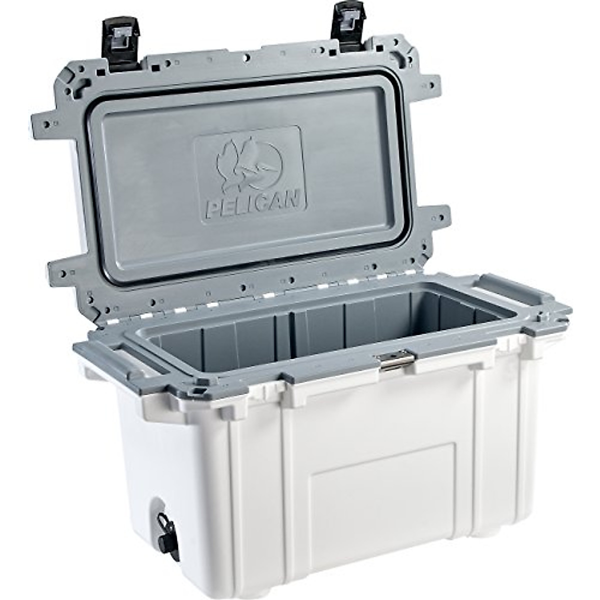 Pelican 70QT Elite Cooler (White/Grey) | 46 Can Capacity with Ice | 9 Day Ice Retention | Built-in Cup Holders & Bottle Opener | Guaranteed for Life
