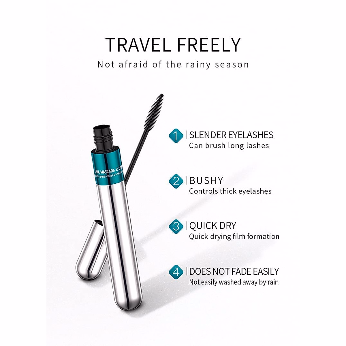 2 PCS Thrive Vibely Mascara 5X Longer Waterproof Superstrong and Long-Lasting No Clumping 4D 2 in 1 Lash Cosmetics For Natural Lengthening And Thickening Effect, Create Beauty Charming Eye Make up