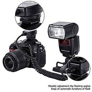 Flash TTL Cord JJC Off-Camera Flash Hot Shoe Cord for Nikon Z5 Z6 Z6II Z7 Z7II D6 D5 D780 D850 D810 D750 D500 D7500 D7200 D5600 D5500 D5300 D3500 D3400 Replaces Nikon SC-28 Cord -1.3m