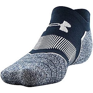 Under Armour Adult Golf Elevated Performance No Show Tab Socks, 2-Pairs, Academy/Halo Gray/White, Large