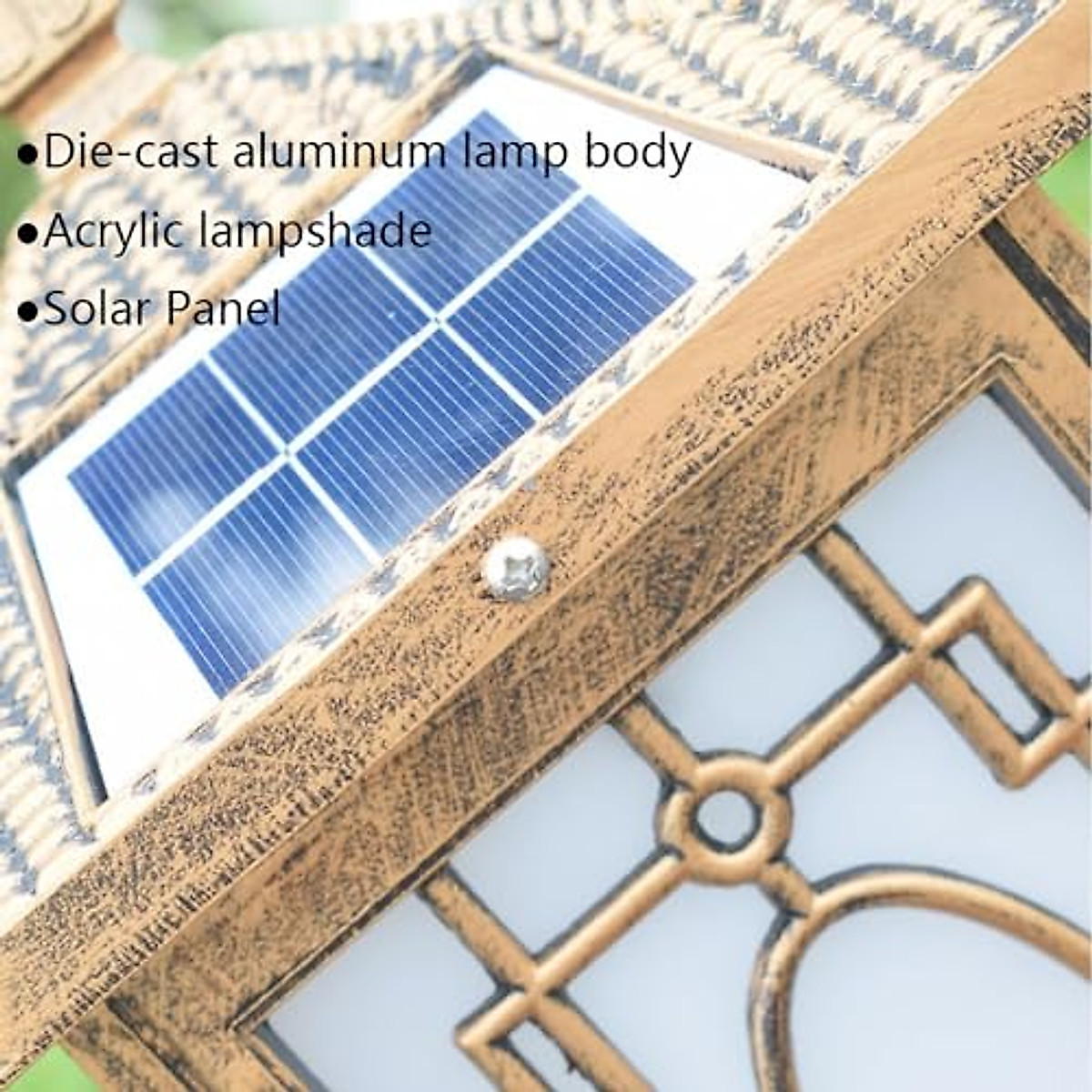 MODEBHD Automatic Switch Post Lantern, Pathway Outdoor Waterproof IP65 Aluminum Pillar Lamps, On/Off Solar Powered Post Lights, Villa Courtyard Lighting Fixtures