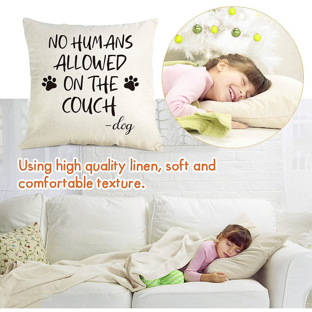 No Humans Allowed on The Couch Dog, Dog Lovers Gift Decorative, Throw Pillow Cover, Funny Dog Owner Gifts, Christmas Birthday Gift, Square Pillowcase Decoration for Sofa Bedroom-8L109