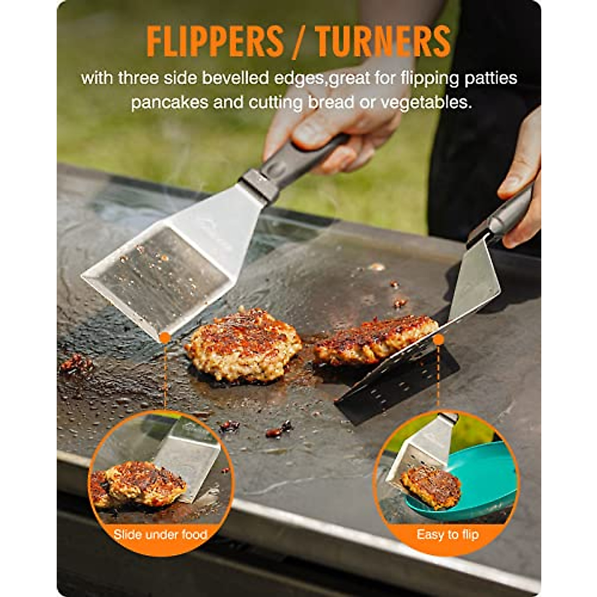 homenote Griddle Accessories Kit, Exclusive Griddle Tools Spatulas Set for Blackstone - 8 Pcs Commercial Grade Flat Top Grill Accessories - Great for Outdoor BBQ, Teppanyaki and Camping