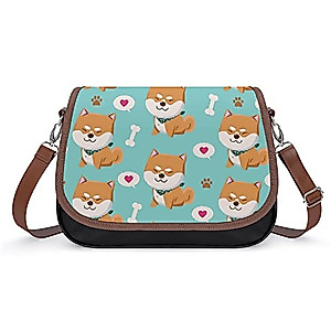 Shiba Inu Love Women's PU Leather Purses Soft Crossbody Bag Shoulder Handbags