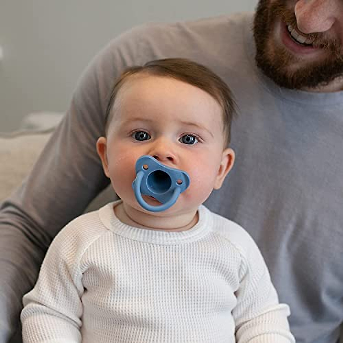 Dr. Brown's HappyPaci 100% Silicone Pacifier, Flexees Beaded Teether Rings, and Lovey Pacifier Holder & Teether Clip, Blue Sloth