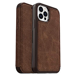 OtterBox iPhone 12 & iPhone 12 Pro Strada Series Case - ESPRESSO (DARK BROWN/WORN BROWN LEATHER), card holder, genuine leather, pocket-friendly, folio case