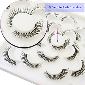 DAODER Short Lashes Natural Look Cat Eye Lashes Clear Band Wispy Curly False Eyelashes Like Lash Extension 12mm Thin Band Soft Mink Lashes Pack 10 Pairs (Cat Eye Lashes)