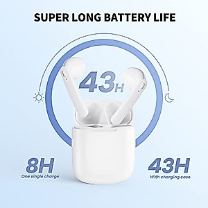 PSIER Wireless Earbuds Bluetooth 5.3 Ear Buds 43H Playtime IPX6 Waterproof Stereo Sound True Wireless Earbuds with Microphone Bluetooth Headphones for Work