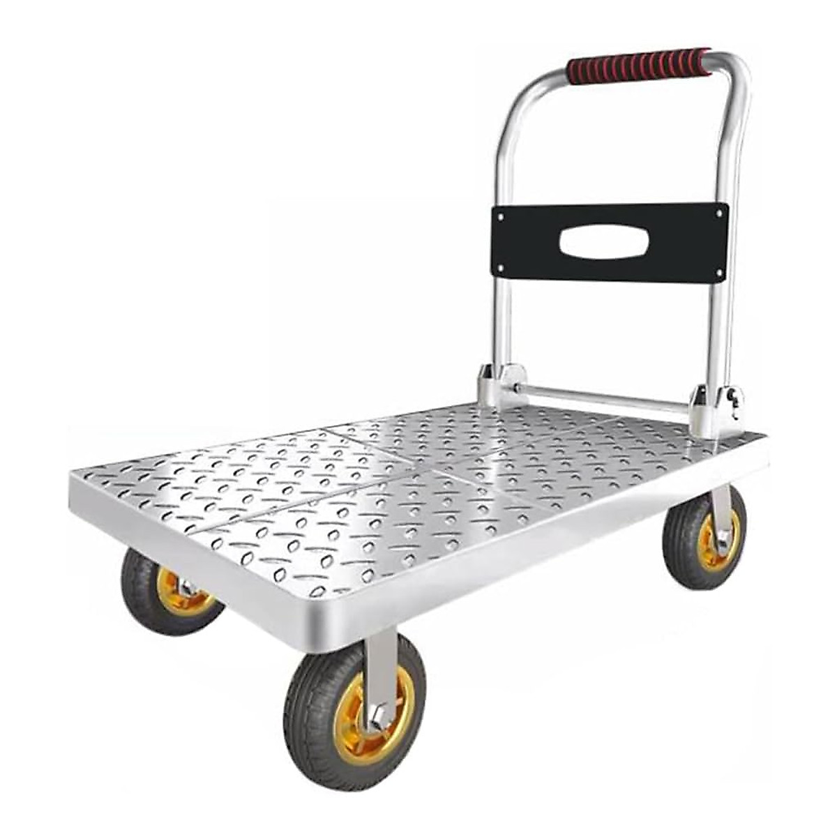 Coolpleasant Platform Trolley,Heavy Duty Folding Trolley with 360° Swivel Wheels and Foldable Ergonomic Handle for Home Office Shop Easy Transportation and Warehouse(Size:60x40cm)