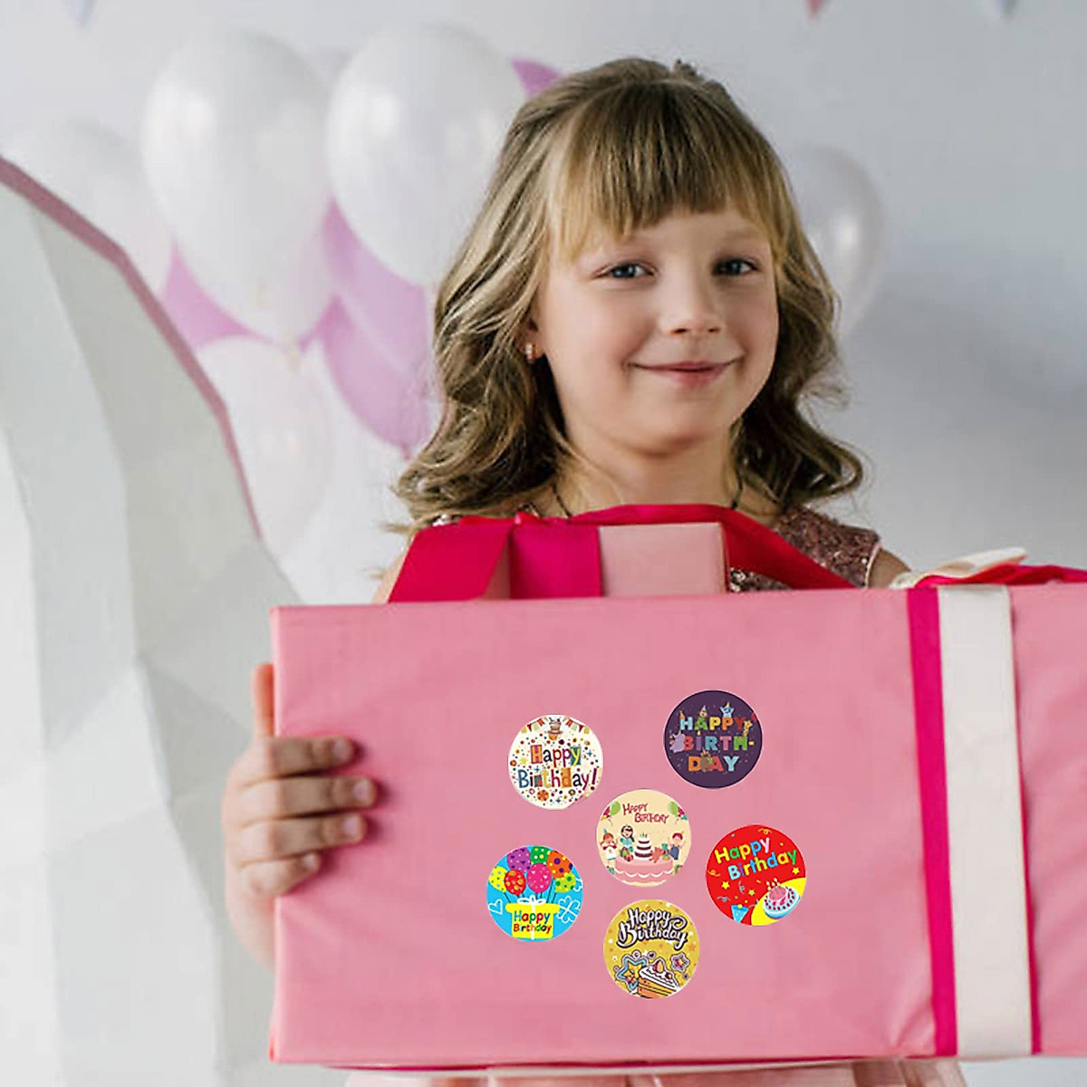 Hokoad Happy Birthday Stickers Seals 1" 500Pcs in 1Roll for Birthday Décor Party Supplies School Cards Sealing, 8 Designs Envelope Sealing Gift Wrap (1inch, D)