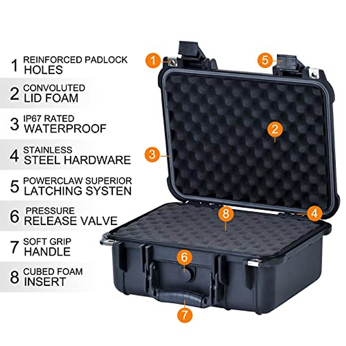 MEIJIA Portable All Weather Waterproof Protective Case,Hard Case,Camera Case With Customized Fit Foam,Fit Use of Drones,Camera,Equipments,Pistols,Elegant Black,13.35 x11.63x5.98inches