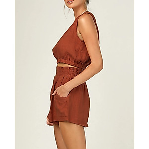 Eurivicy Women's 2 Piece Outfits Sleeveless Crop Tank Top and High Waist Pocketed Shorts Loose Summer 2pcs Short Sets