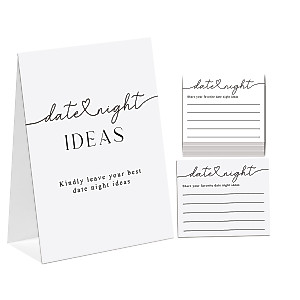 stizak Minimalist Theme Bridal Shower Decorations, Date Night Ideas, Bridal Shower Game, 1 Sign and 50 Cards, Modern Bridal Shower Shower, Wedding Shower Games（dn07）