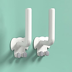 Smalibal 2Pcs Storage Coat Hooks Wall Hooks, Cartoon Elephant Pattern Hook Organizer Heavy Duty Wall Mounted Hooks, Hooks Decorative for Wall Hanging Coats, Key, Cup, Cloth, Hat White